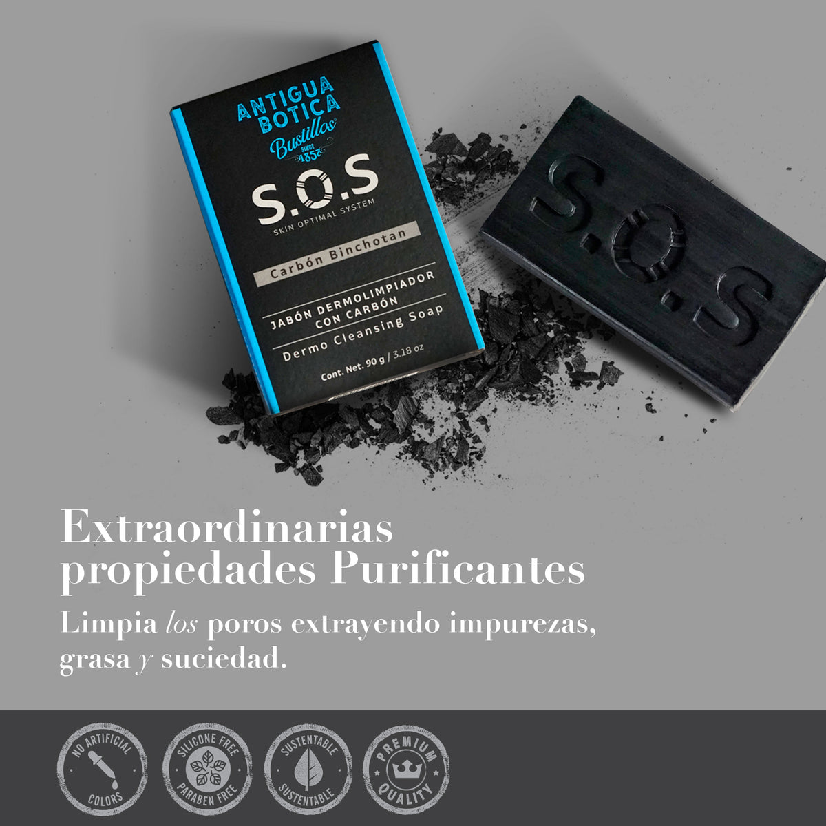 Jabón Dermolimpiador S.O.S SKIN OPTIMAL SYSTEM con carbón Binchotan ...